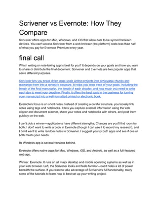 Scrivener vs Evernote: Comparing Two Very Different Apps | PDF ...