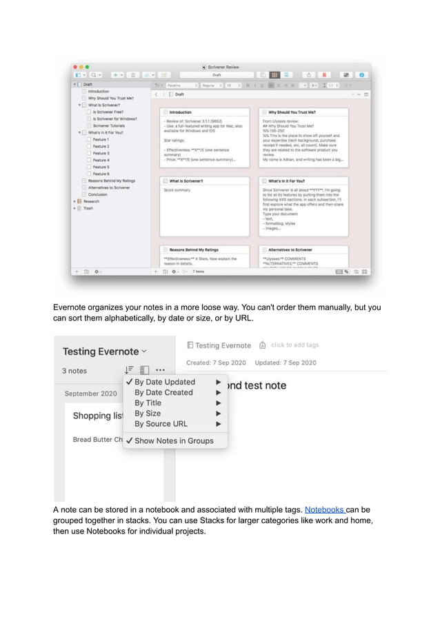 Scrivener vs Evernote: Comparing Two Very Different Apps | PDF ...