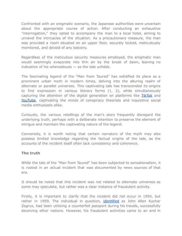 Man from Taured: Unveiling the Mystery ? | PDF