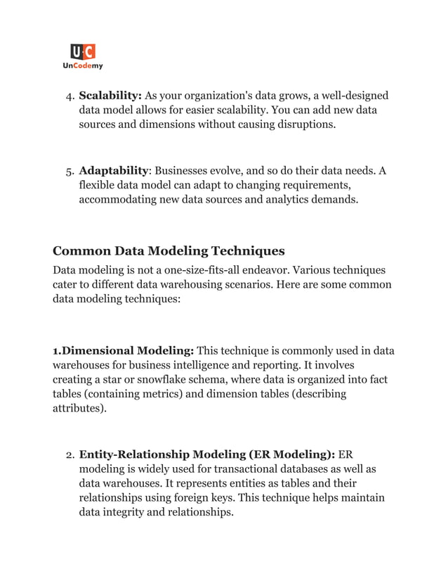 Exploring Data Modeling Techniques in Modern Data Warehouses | PDF