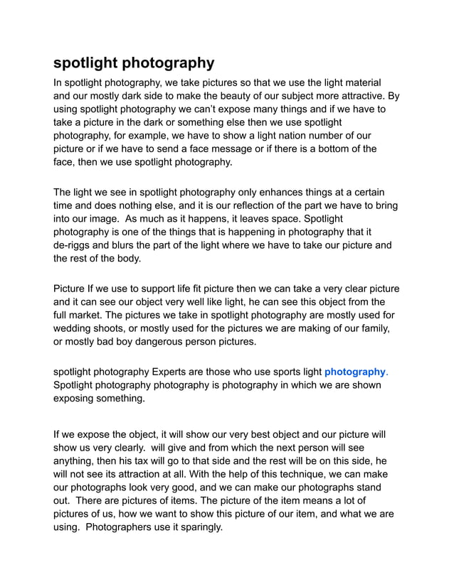 spotlight photography | PDF