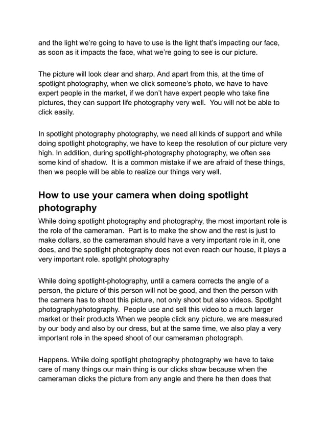 spotlight photography | PDF