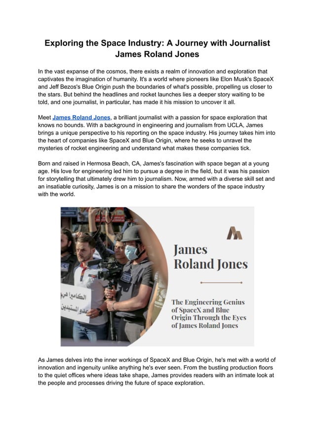 James Roland Jones’ Insightful Exploration of the Space Industry | PDF
