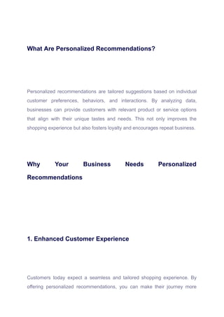 Elevate Your Business with Personalized Recommendations | PDF