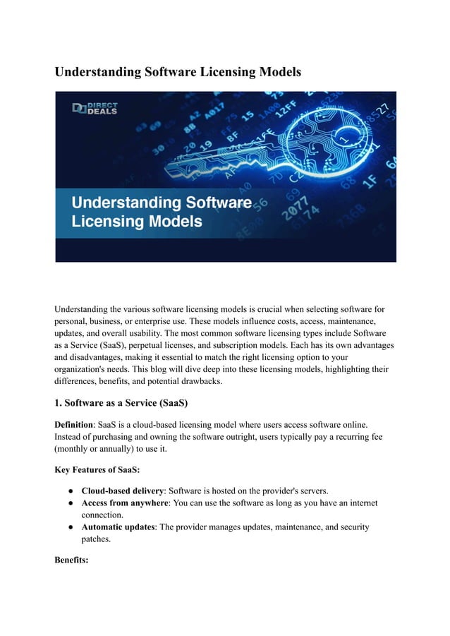Understanding Software Licensing Understanding Software Licensing ModelsModels | PDF