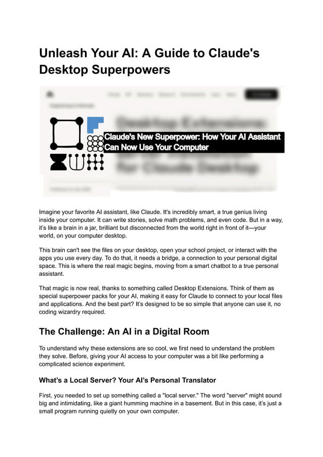 Unleash Your AI: A Guide to Claude's Desktop Superpowers | PDF