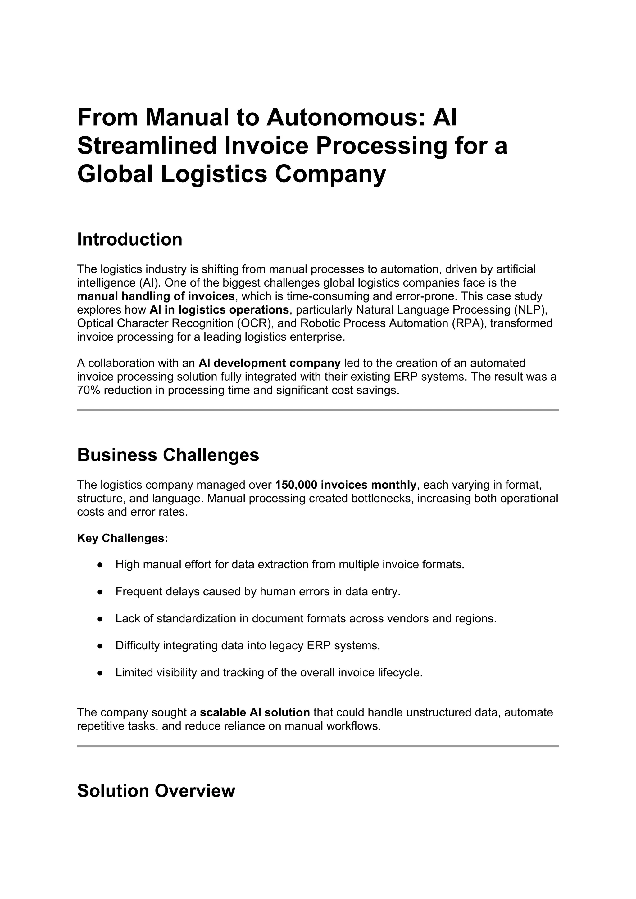 AI in Logistics Operations: Automating Invoice Processing | DOCX