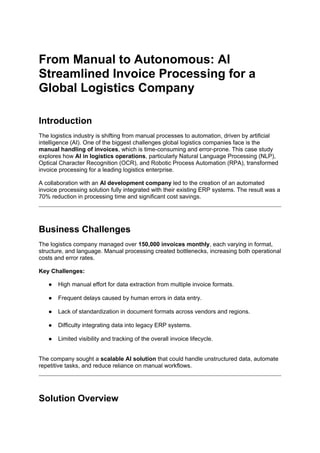AI in Logistics Operations: Automating Invoice Processing | DOCX