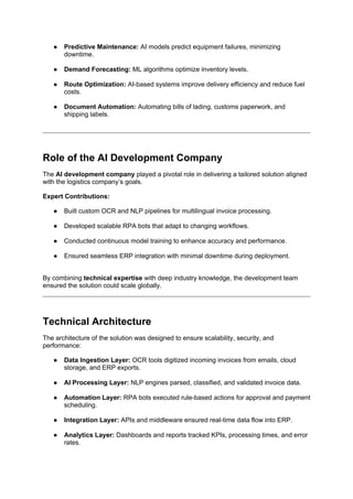 AI in Logistics Operations: Automating Invoice Processing | DOCX