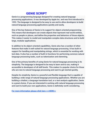 GENIE SCRIPT | PDF