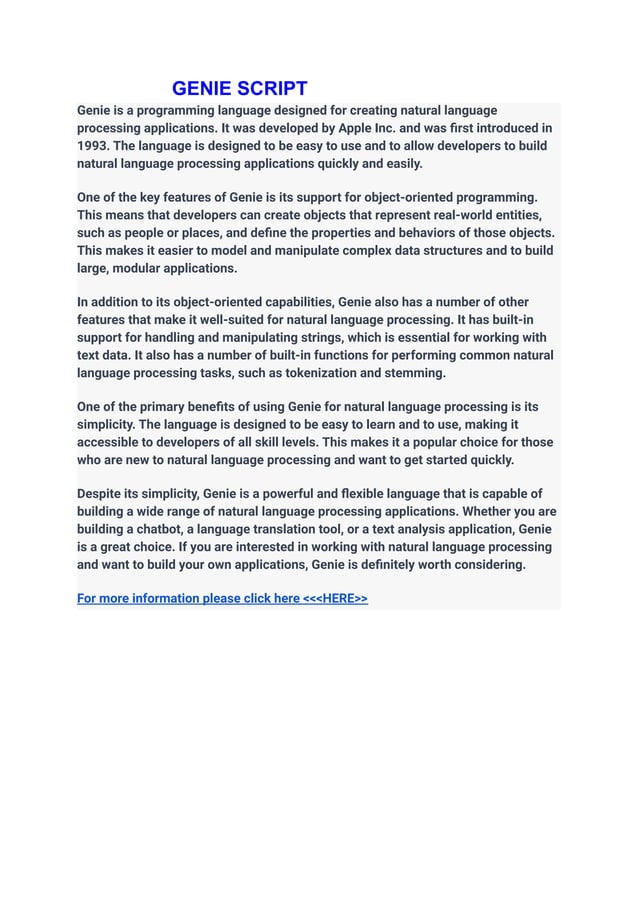 GENIE SCRIPT | PDF