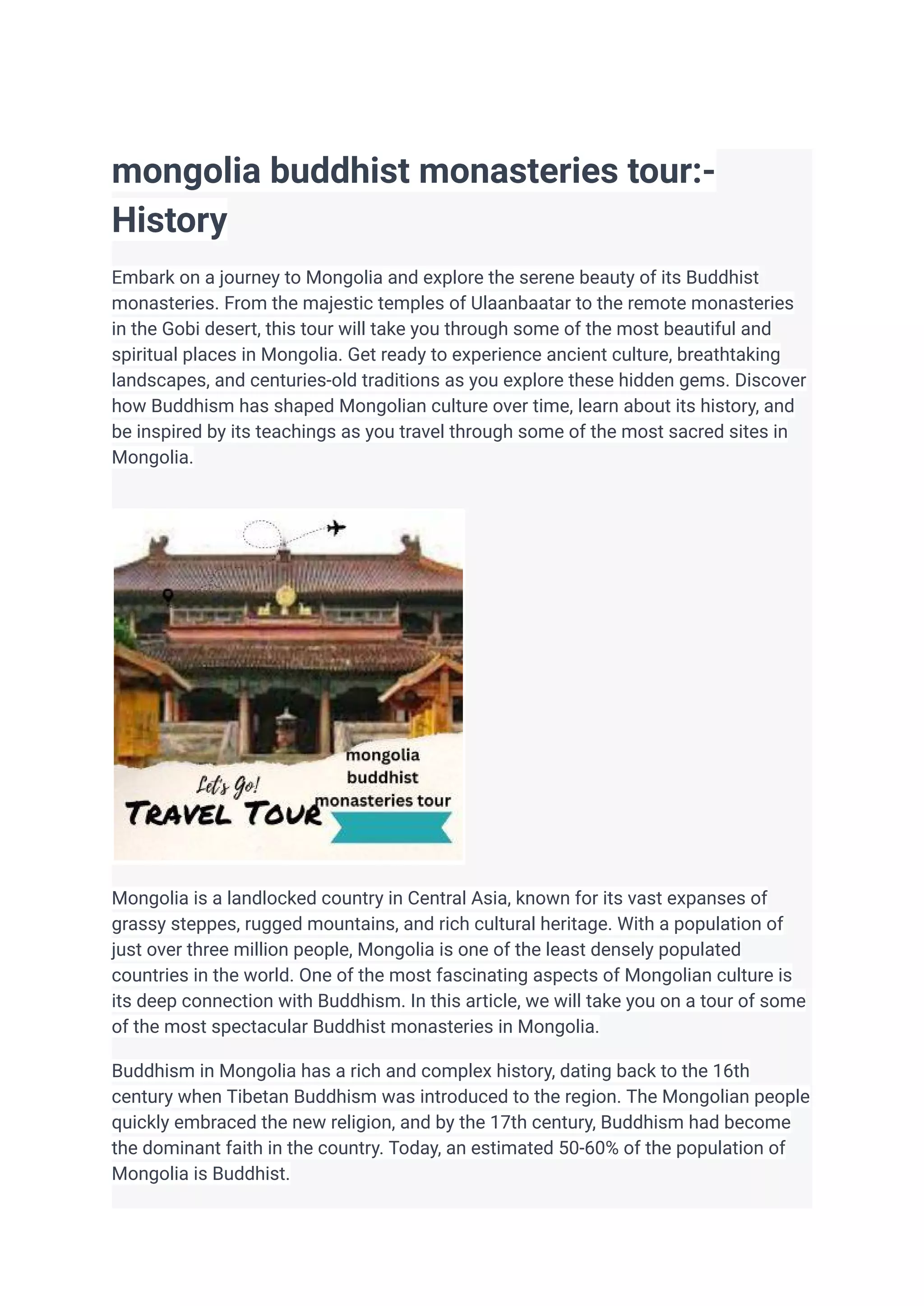 mongolia buddhist monasteries tour | PDF