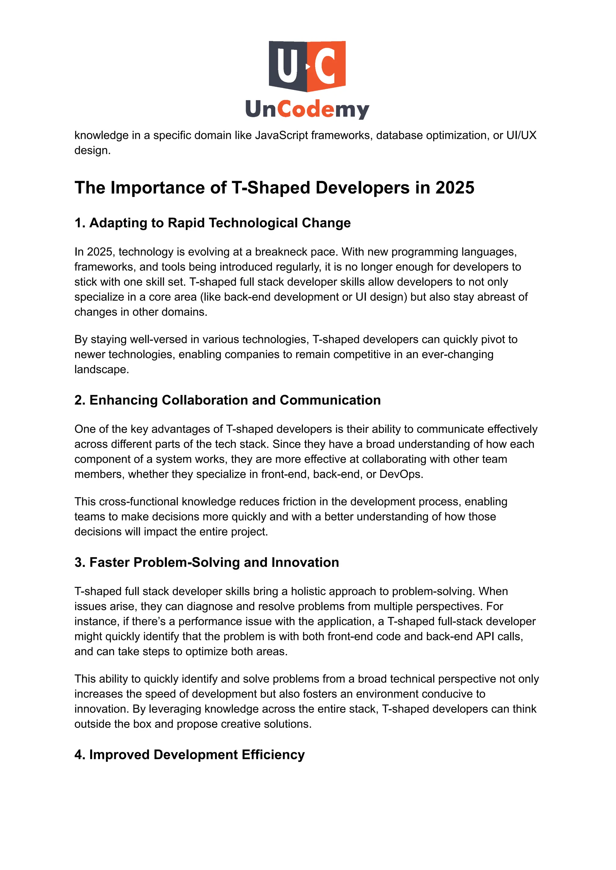 Why Being a T-Shaped Full Stack Developer Matters in 2025 | PDF