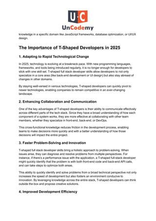 Why Being a T-Shaped Full Stack Developer Matters in 2025 | PDF