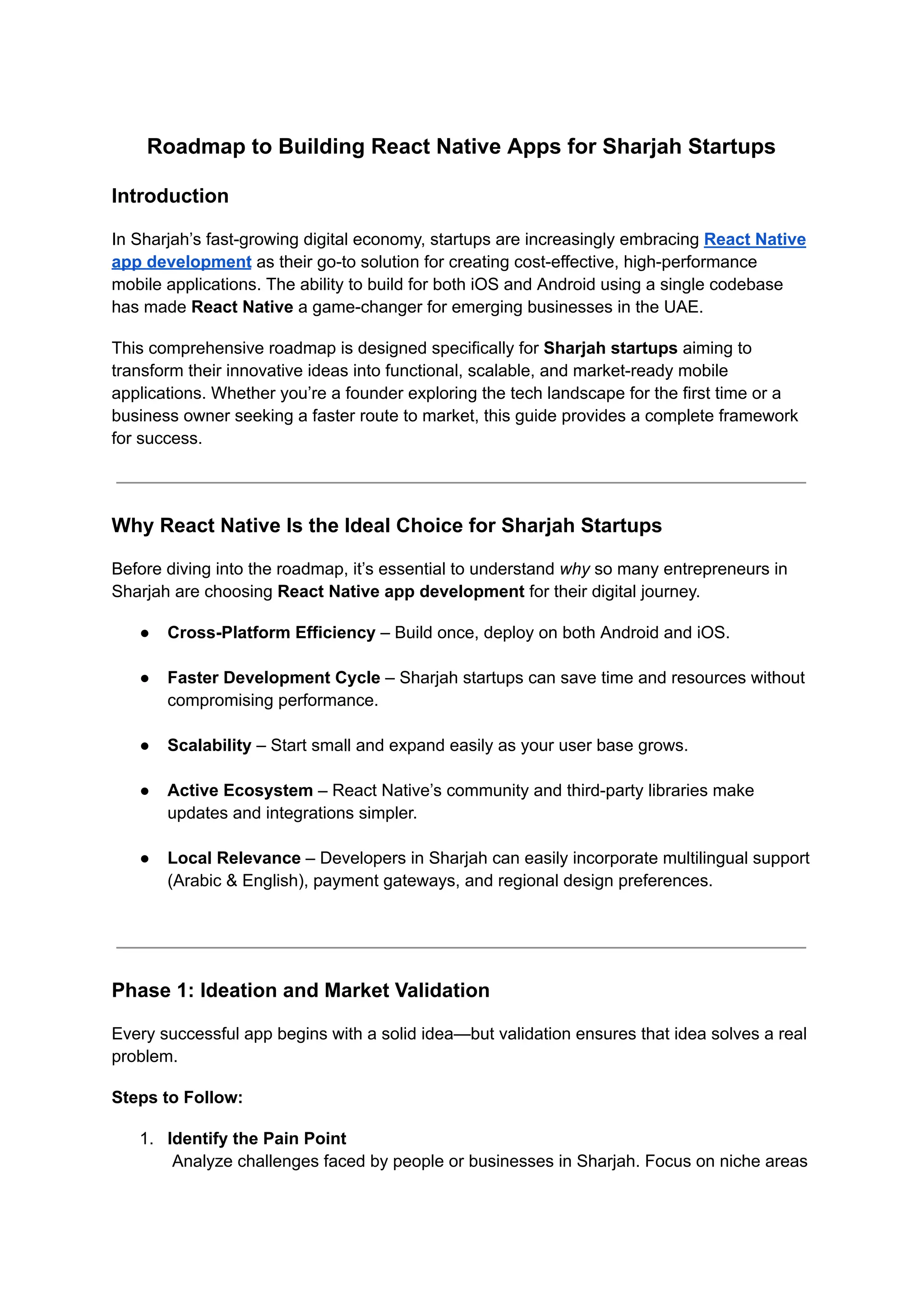 Roadmap to Building React Native Apps for Sharjah Startups | PDF