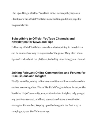 10 Tips and Tricks to Boost Your YouTube Monetization Strategy | PDF