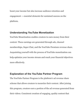 10 Tips and Tricks to Boost Your YouTube Monetization Strategy | PDF