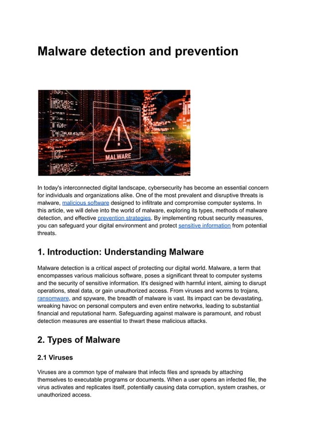 Malware Detection and Prevention | PDF