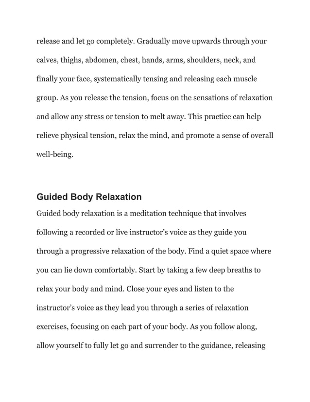 10 Meditation Techniques for Stress Relief | PDF