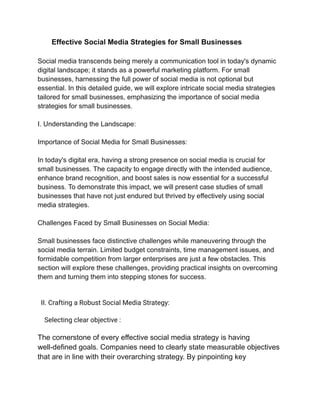 Social Media Strategies for Small Businesses | PDF
