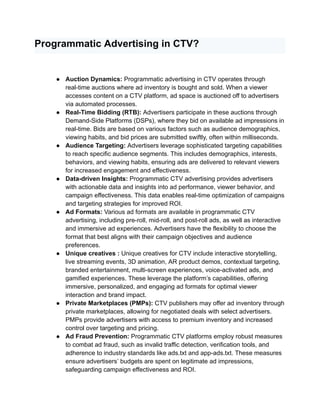 Programmatic Advertising in CTV(Connected TV) | PDF