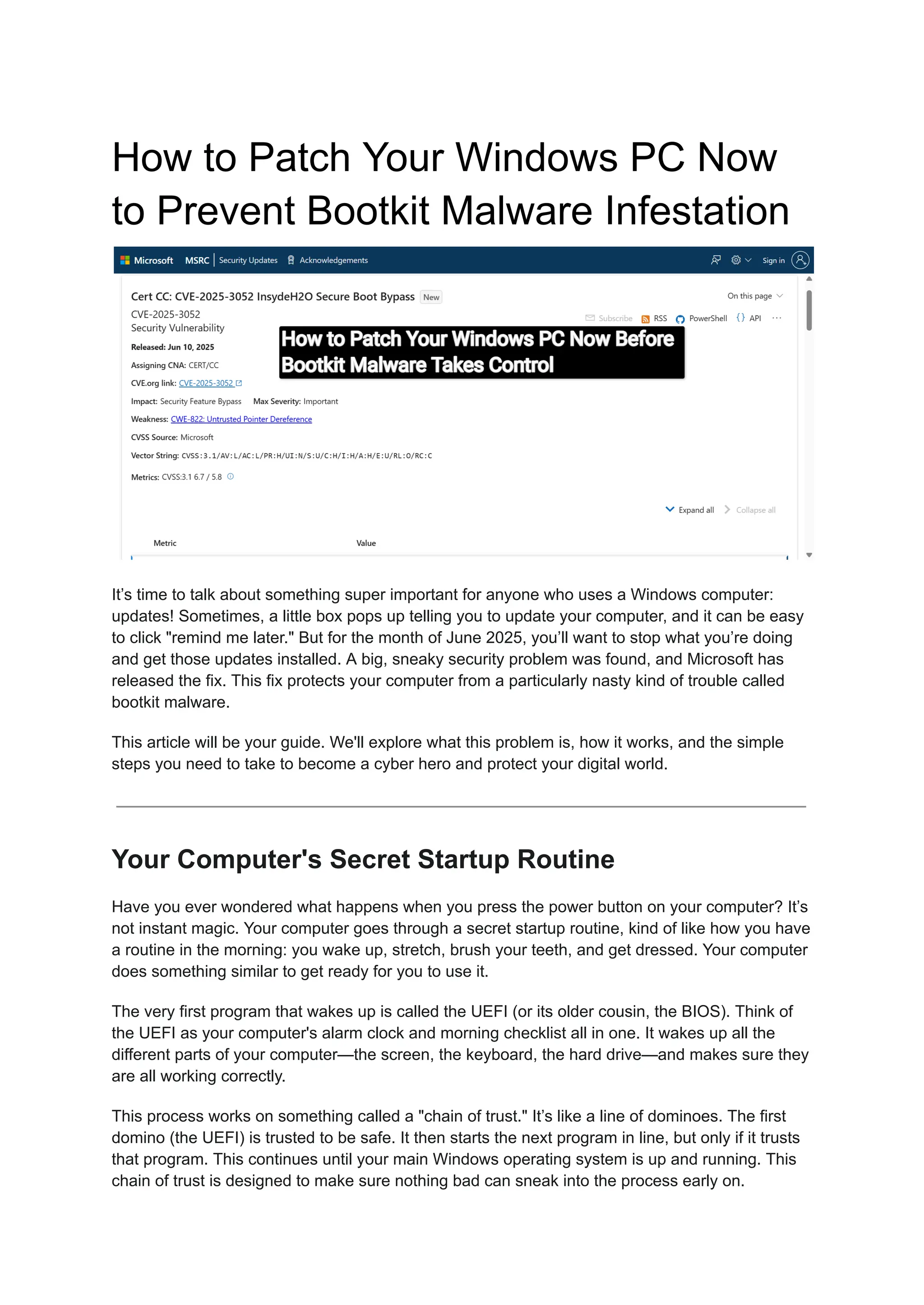 How to Patch Your Windows PC Now to Prevent Bootkit Malware Infestation | PDF