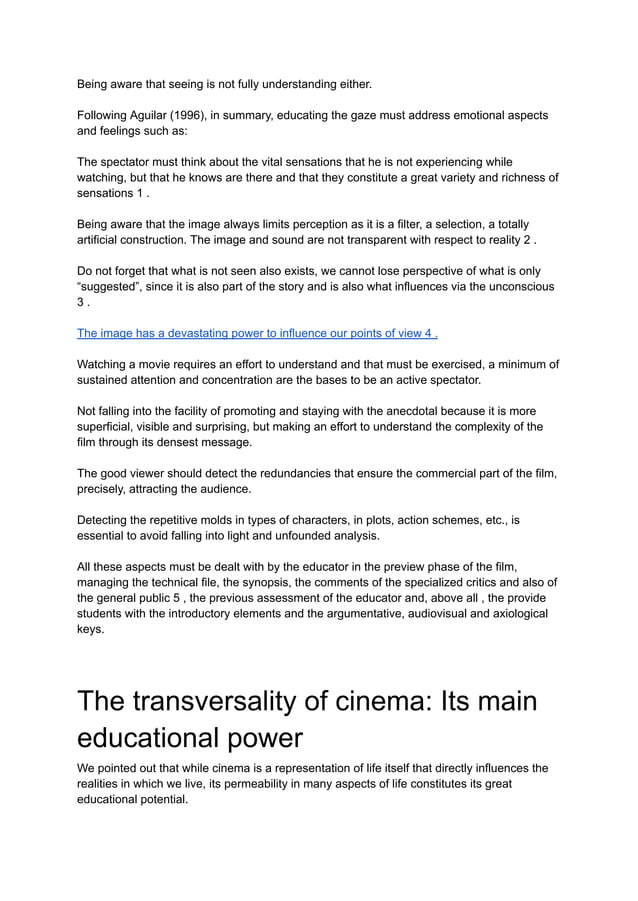 The educational dimension of cinema | PDF