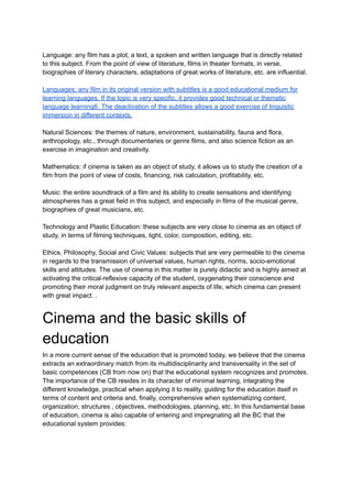 The educational dimension of cinema | PDF