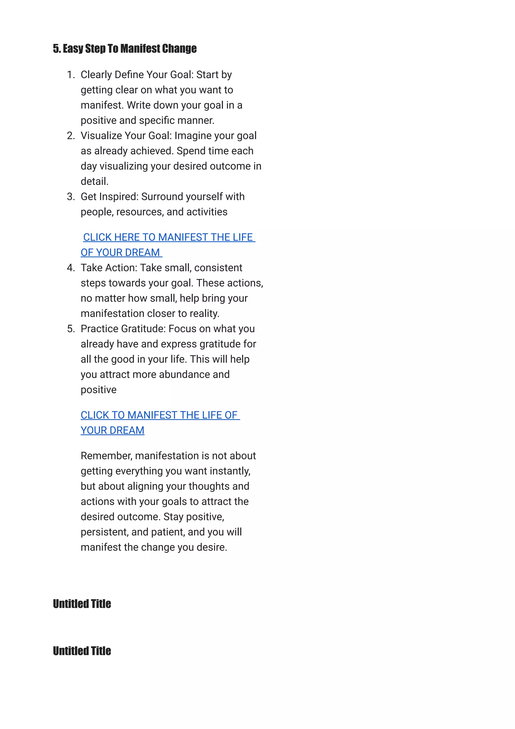 5. Easy steps To Manifest Change | PDF