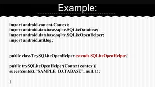 Database in Android | PPT