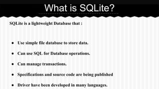 Database in Android | PPTX