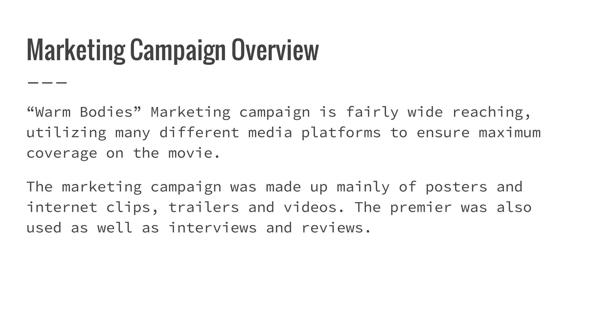 Film Marketing Campaign Case Study | PPTX