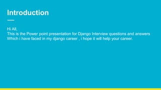 Django Interview Questions and Answers | PPTX