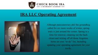 IRA LLC Operating Agreement | Check Book IRA LLC | PDF