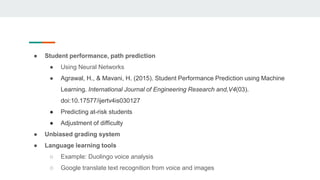 Machine Learning, Artificial Intelligence and Education | PPTX