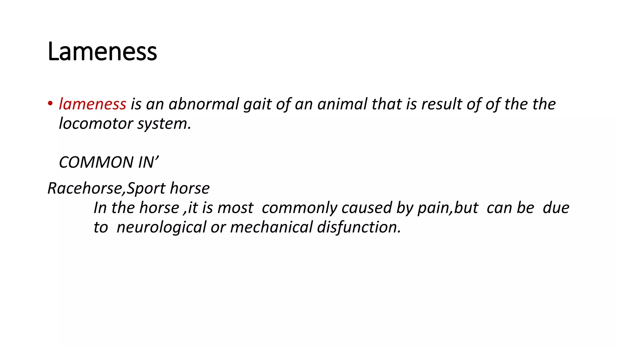 Lameness diagnoses in equines | PPTX
