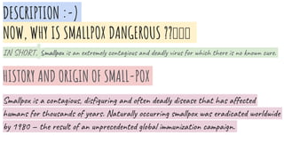SMALLPOX ( Pathophysiology and Health Education Presentation ) | PPTX