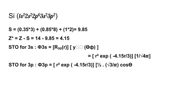Generate Slater Type Orbitals | PPTX | Chemistry | Science