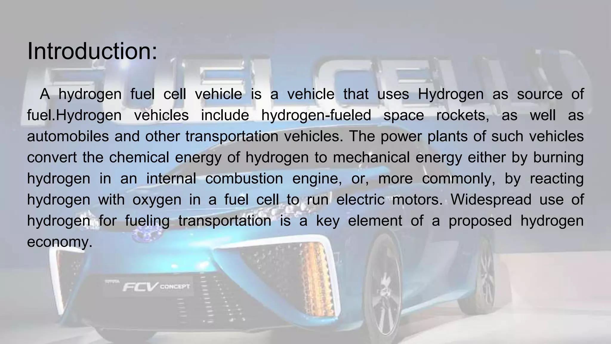 Hydrogen fuel cell cars | PPTX