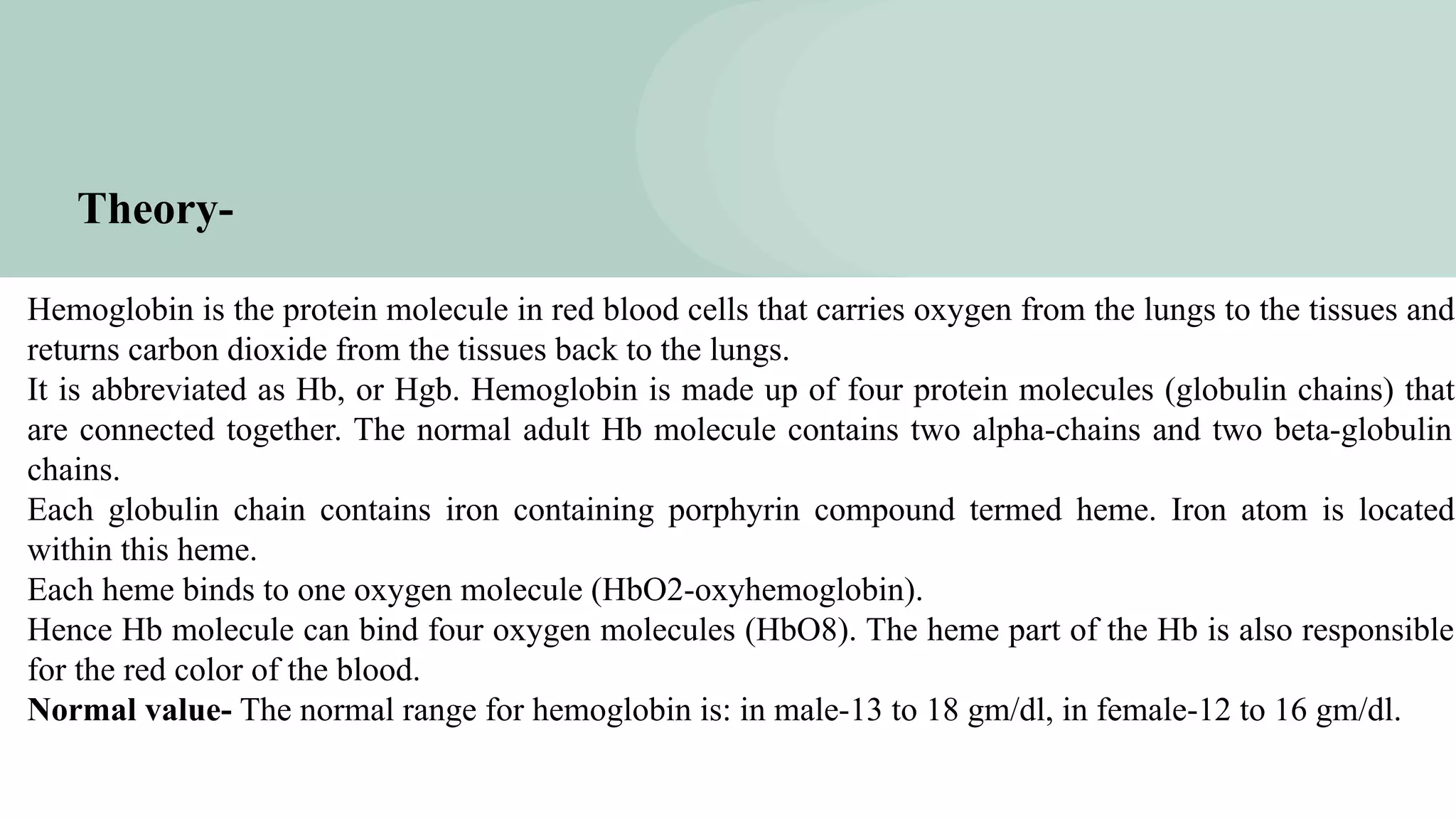 Estimation of hemoglobin content | PDF