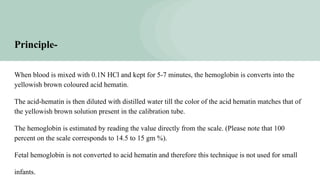 Estimation of hemoglobin content | PDF
