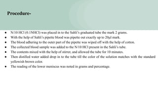 Estimation of hemoglobin content | PDF