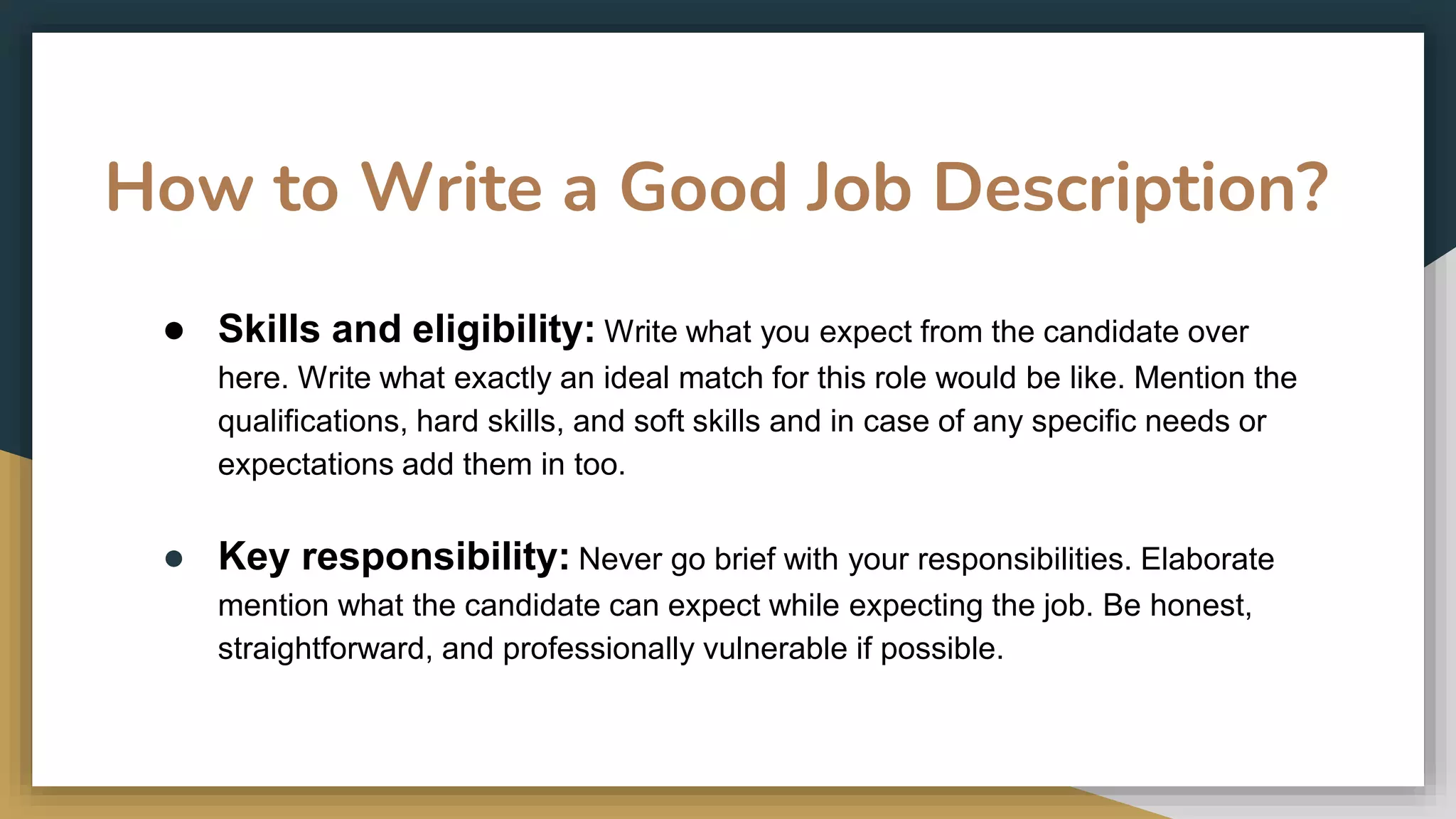 How to Write the Perfect Job Description | PPTX | Careers