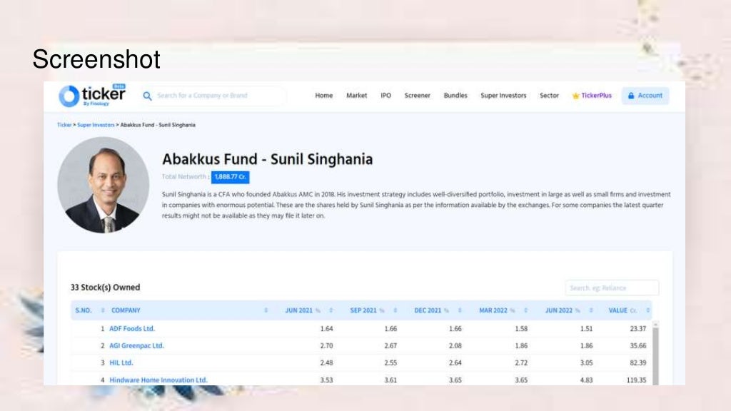 Abakkus Fund - Sunil Singhania Portfolio | PPTX