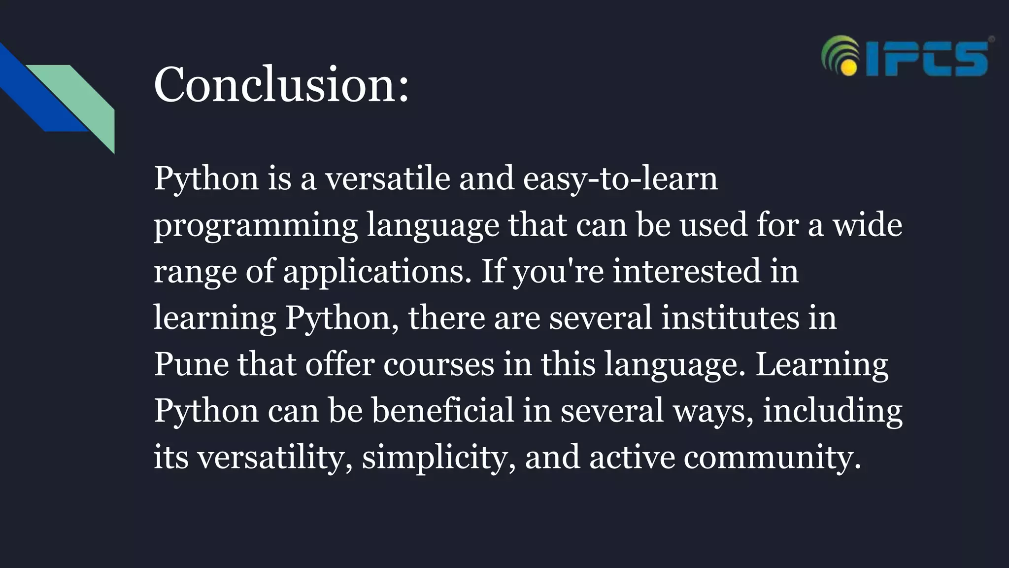 PYTHON COURSE IN PUNE | PPTX
