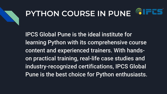 PYTHON COURSE IN PUNE | PPT