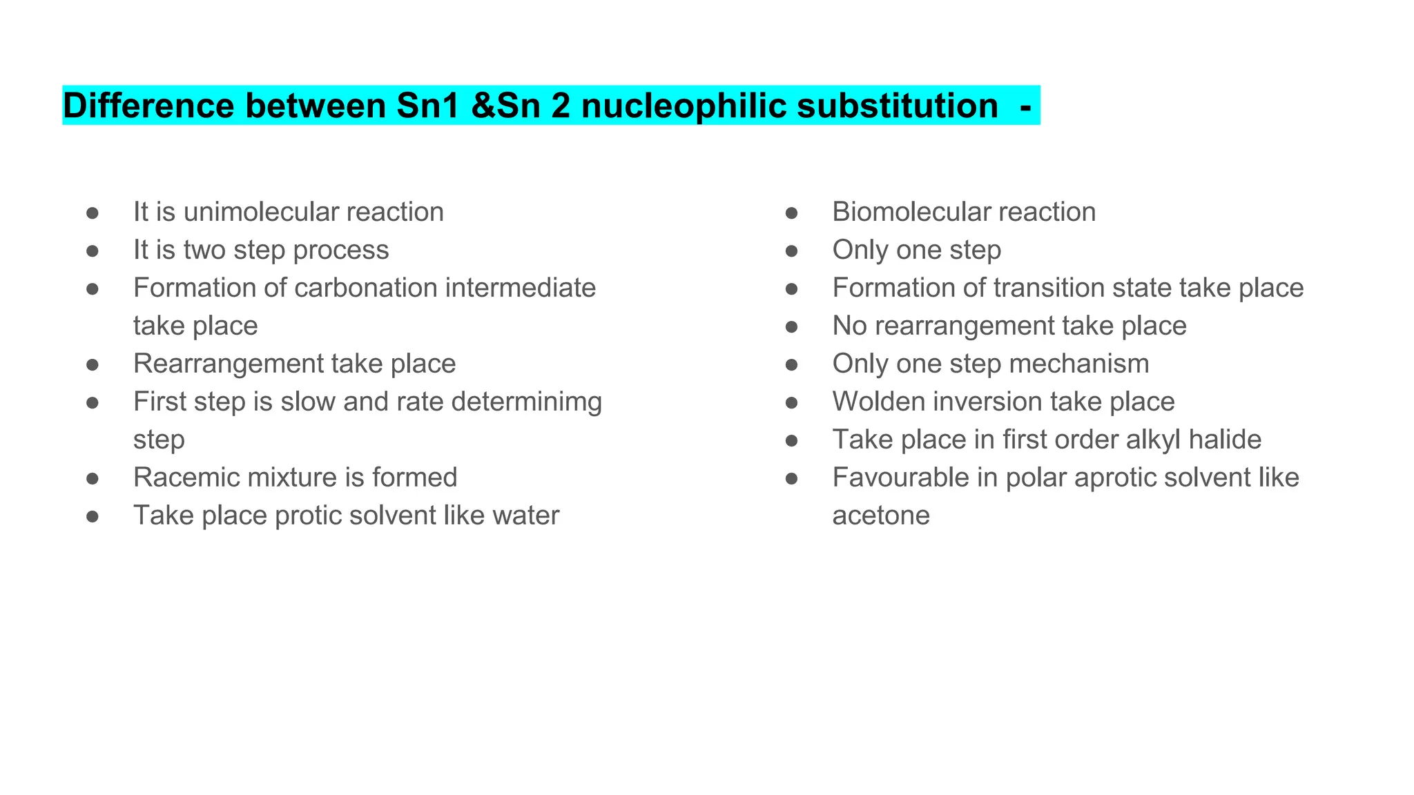 Nucleophilic substitution type ( Sn1&sn2) mechanism difference between Sn1& sn2' | PPTX