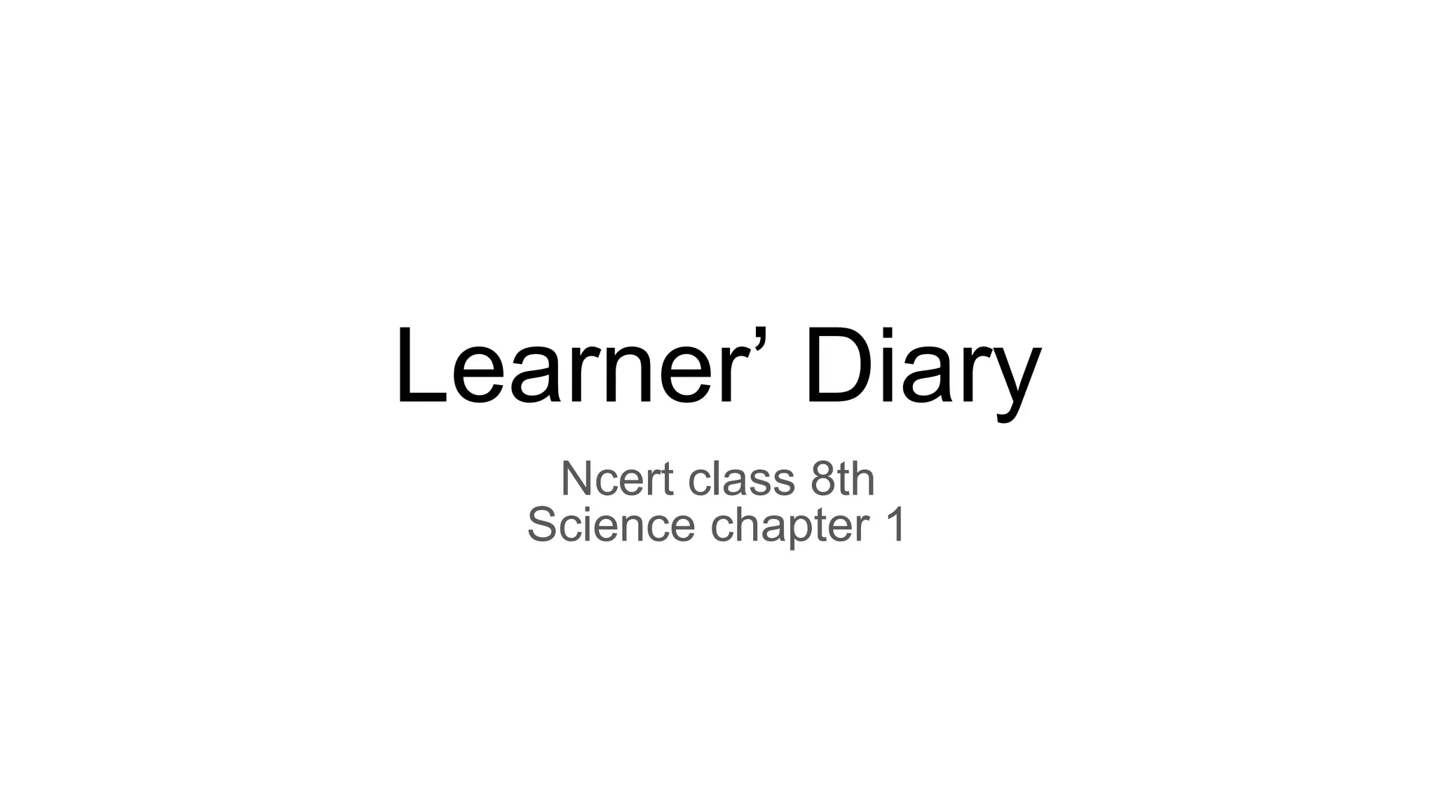 Learner's diary | PPTX