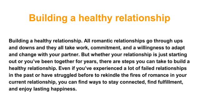 Building a healthy relationship | PPT
