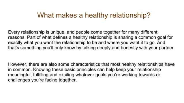 Building a healthy relationship | PPT